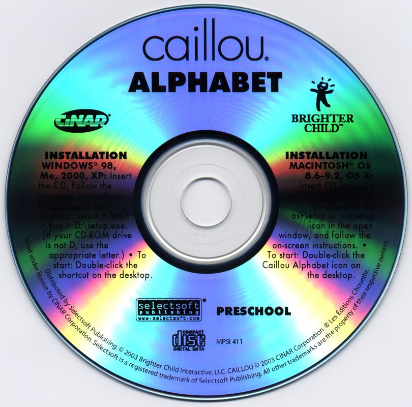 Caillou: Alphabet cover or packaging material - MobyGames