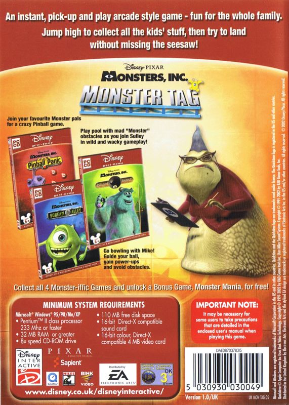 Disney•Pixar Monsters Inc.: Monster Tag cover or packaging material ...