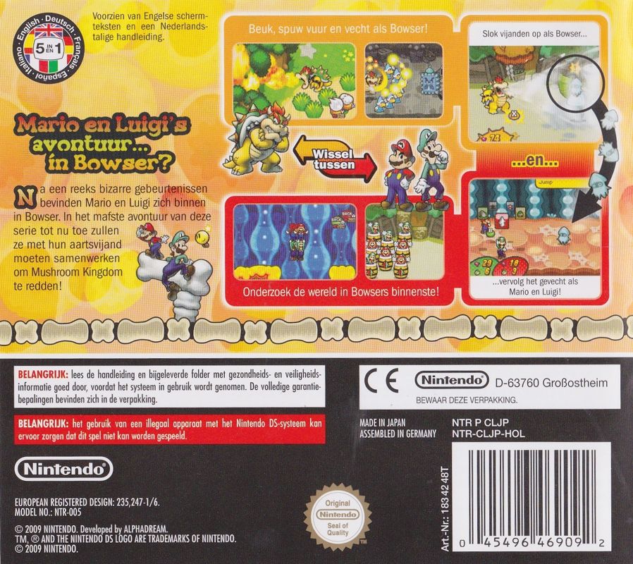 Mario & Luigi: Bowser's Inside Story cover or packaging material - MobyGames
