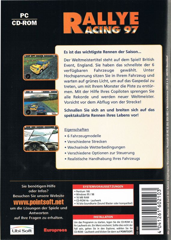 Rallye Racing 97 (includes X-Tra Strecken) cover or packaging material ...