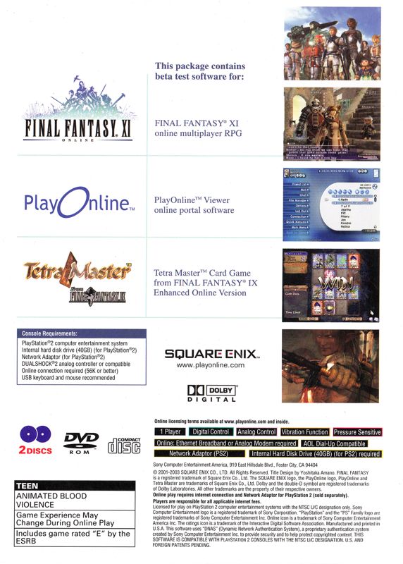Final Fantasy XI Online cover or packaging material - MobyGames