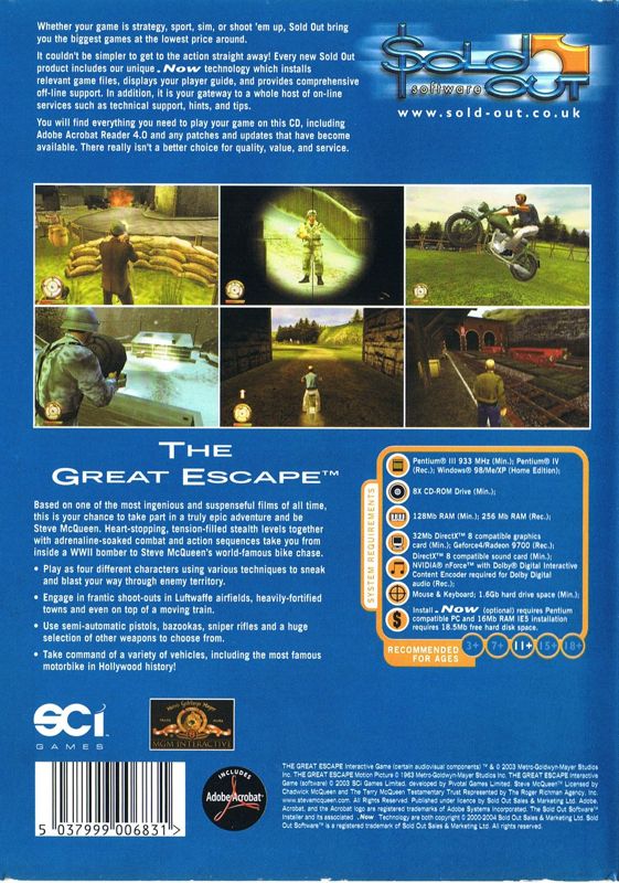 The Great Escape cover or packaging material - MobyGames