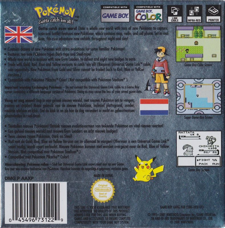 Pokémon Silver Version cover or packaging material - MobyGames