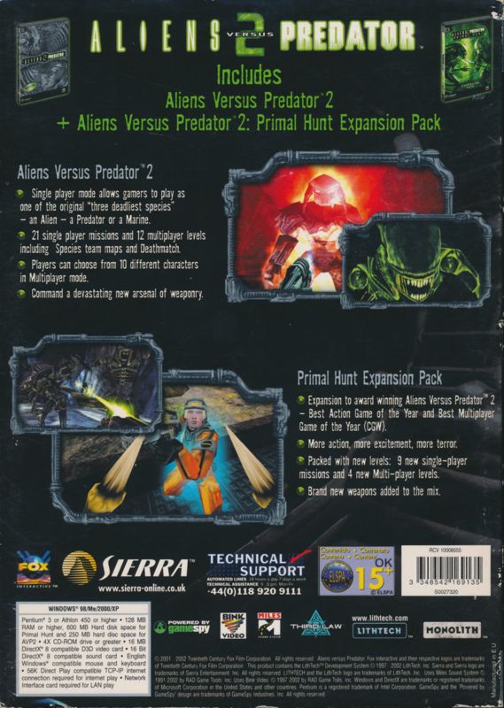 Aliens Versus Predator 2: Gold Edition cover or packaging material ...