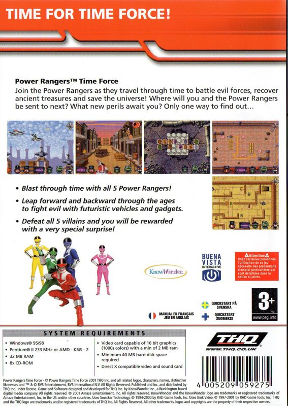Saban's Power Rangers: Time Force cover or packaging material - MobyGames