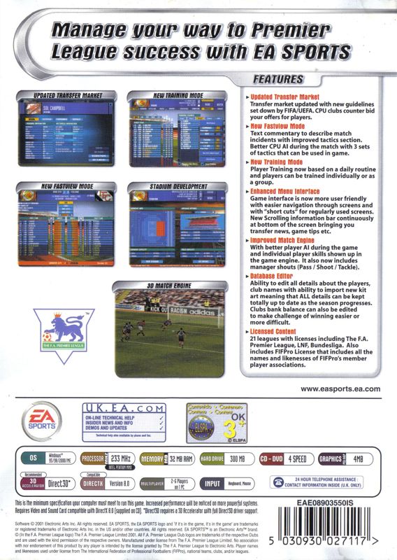 The F.A. Premier League Manager 2002 cover or packaging material ...