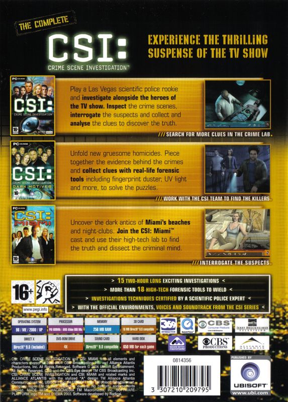 The Complete CSI: Crime Scene Investigation cover or packaging material ...