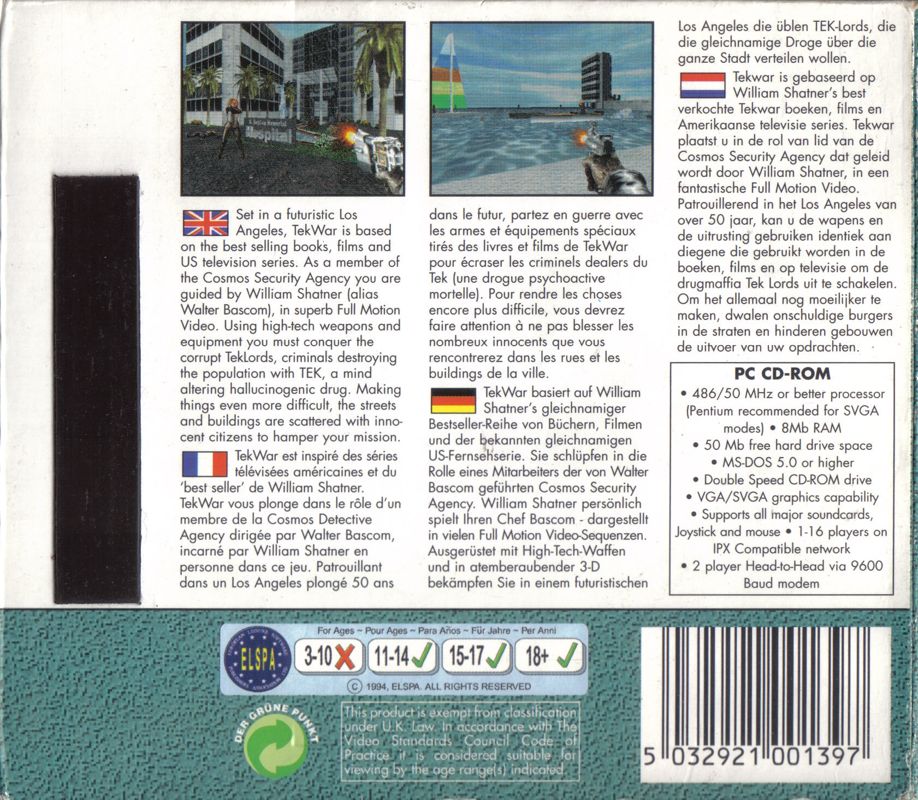 William Shatner's TekWar cover or packaging material - MobyGames