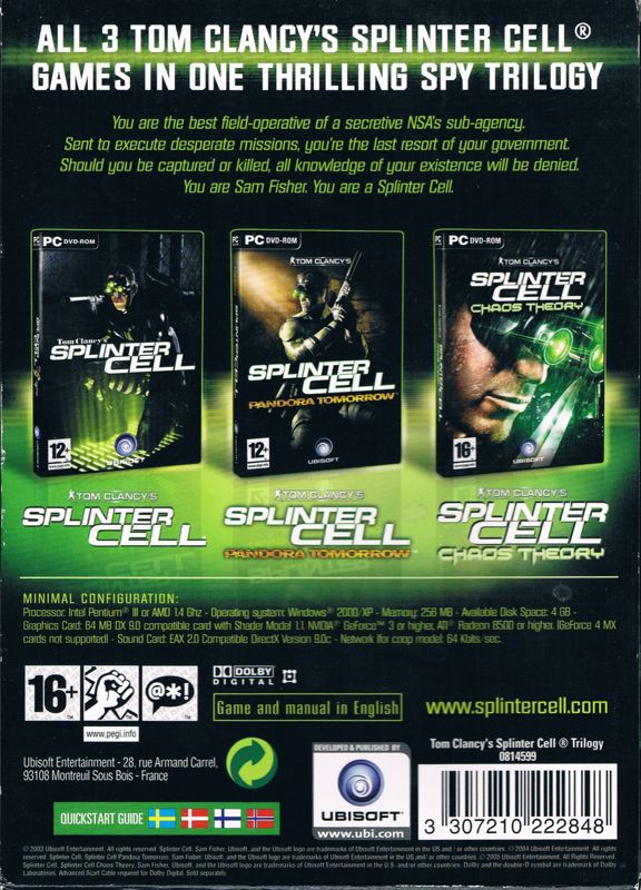 Tom Clancy's Splinter Cell Trilogy cover or packaging material - MobyGames
