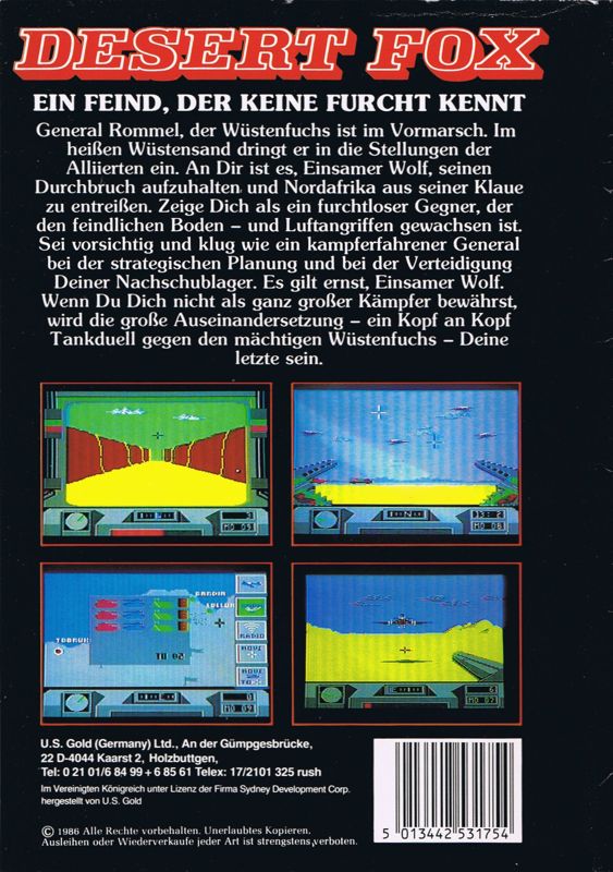 Desert Fox cover or packaging material - MobyGames