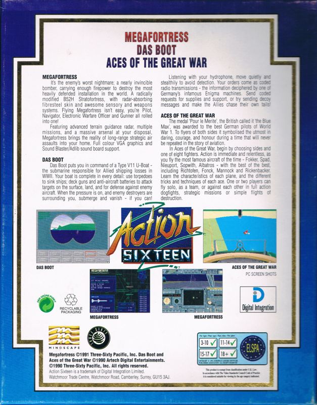 Megafortress / Das Boot / Aces of the Great War cover or packaging ...