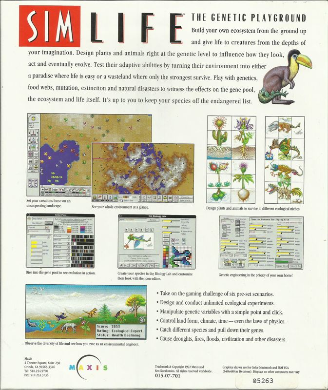 SimLife cover or packaging material - MobyGames