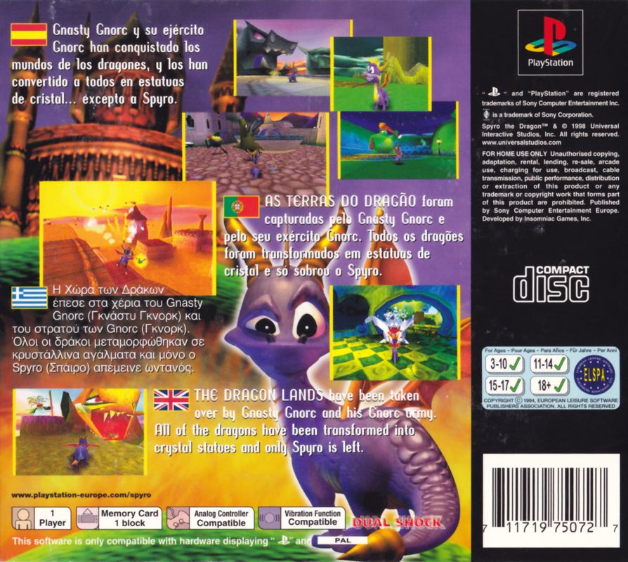 Spyro the Dragon cover or packaging material - MobyGames