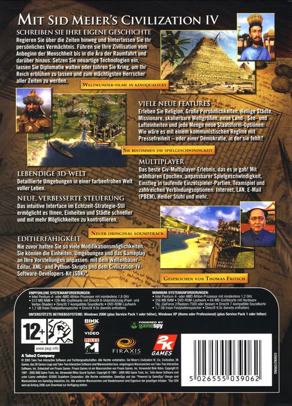 Sid Meier's Civilization IV: Complete cover or packaging material ...