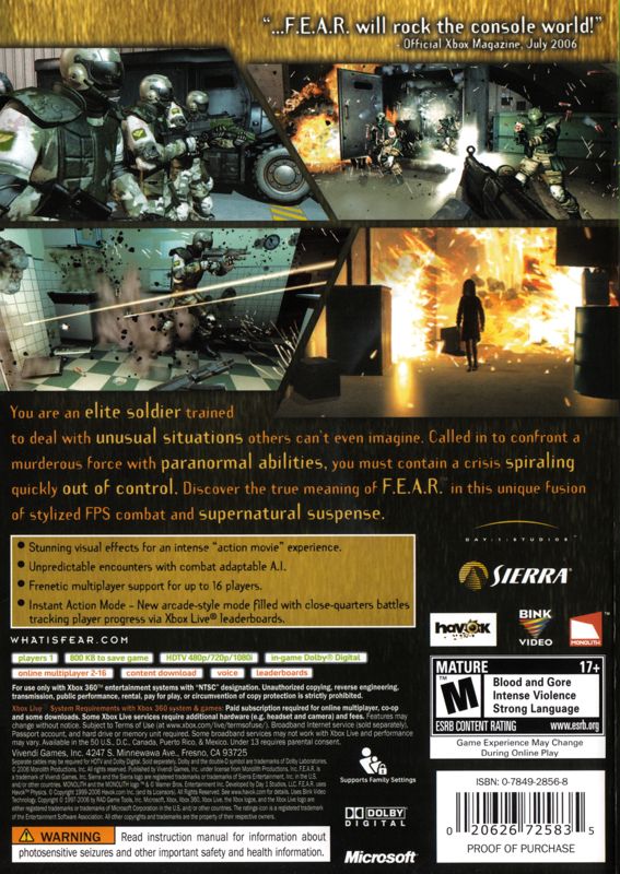 F.E.A.R.: First Encounter Assault Recon cover or packaging material ...