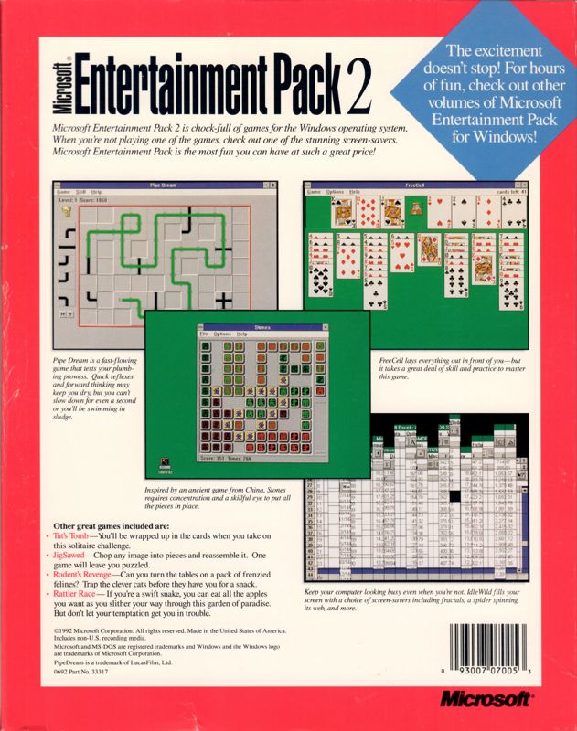 Microsoft Entertainment Pack 2 cover or packaging material - MobyGames