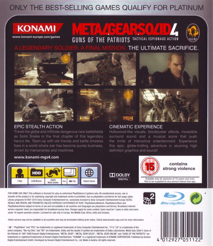 Metal Gear Solid 4: Guns of the Patriots cover or packaging material ...