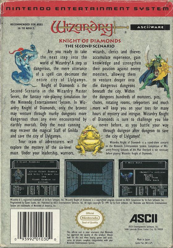 Wizardry: Knight of Diamonds - The Second Scenario cover or packaging ...