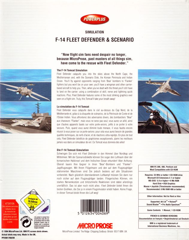 F-14 Fleet Defender / Fleet Defender: Scenario cover or packaging material - MobyGames