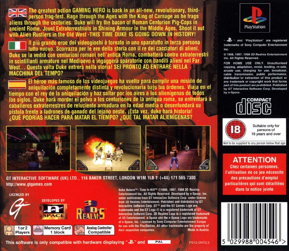 Duke Nukem: Time to Kill cover or packaging material - MobyGames