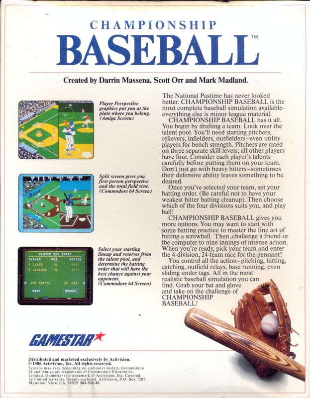 Championship Baseball cover or packaging material - MobyGames
