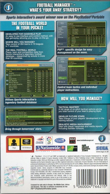 Football Manager Handheld cover or packaging material - MobyGames