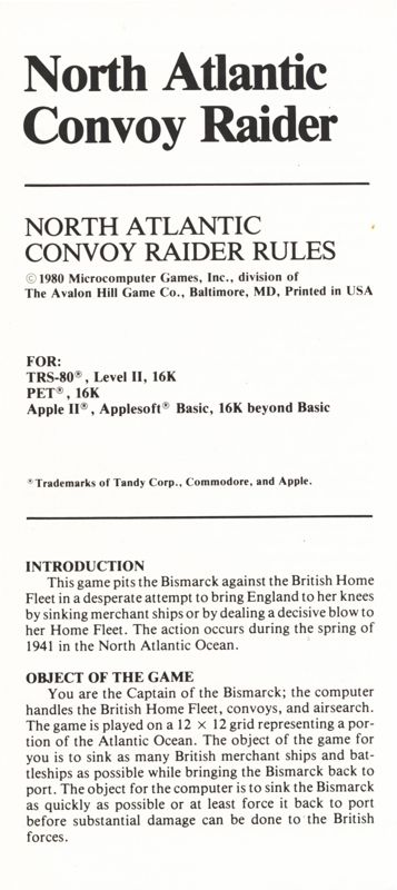 North Atlantic Convoy Raider cover or packaging material - MobyGames