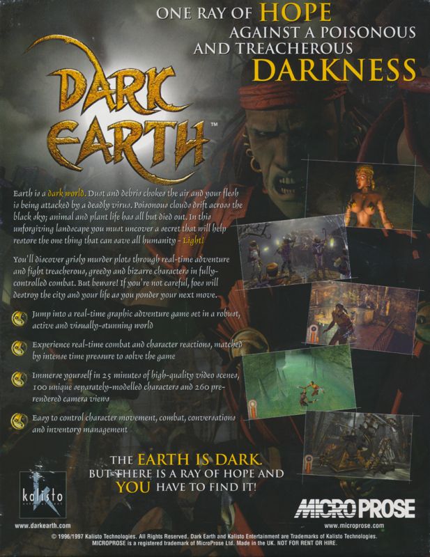 Dark Earth cover or packaging material - MobyGames