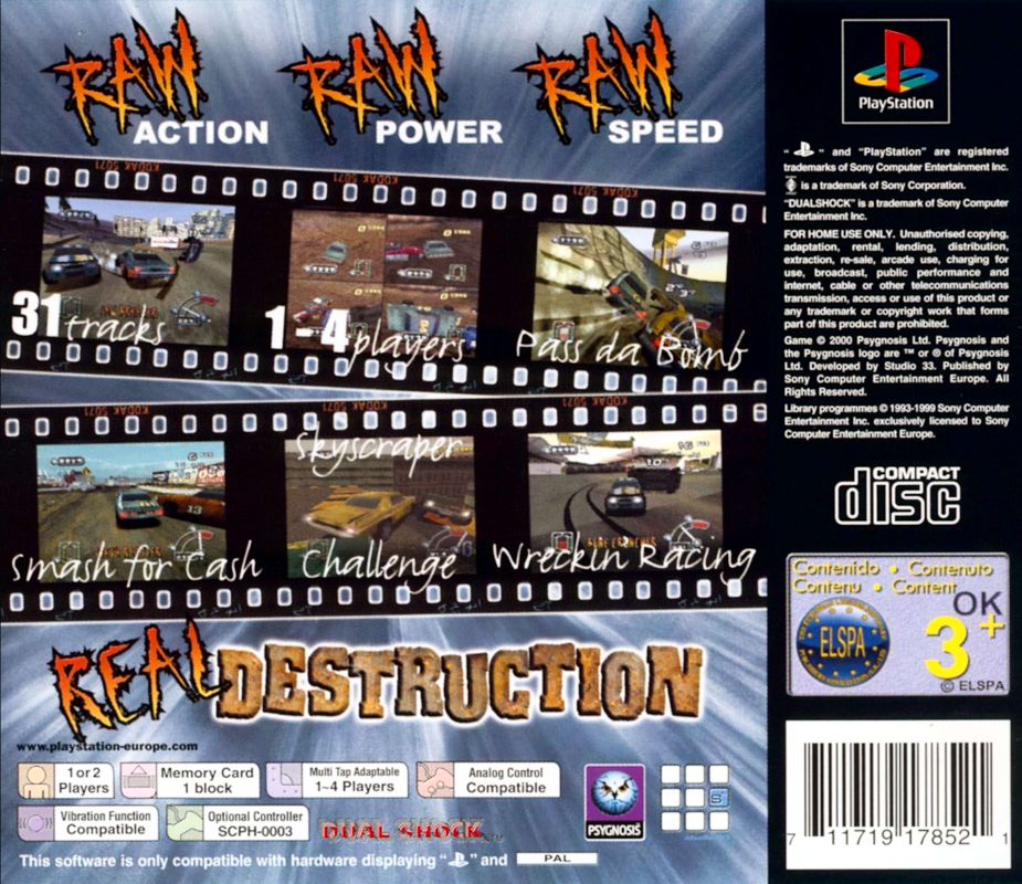 Destruction Derby: Raw cover or packaging material - MobyGames