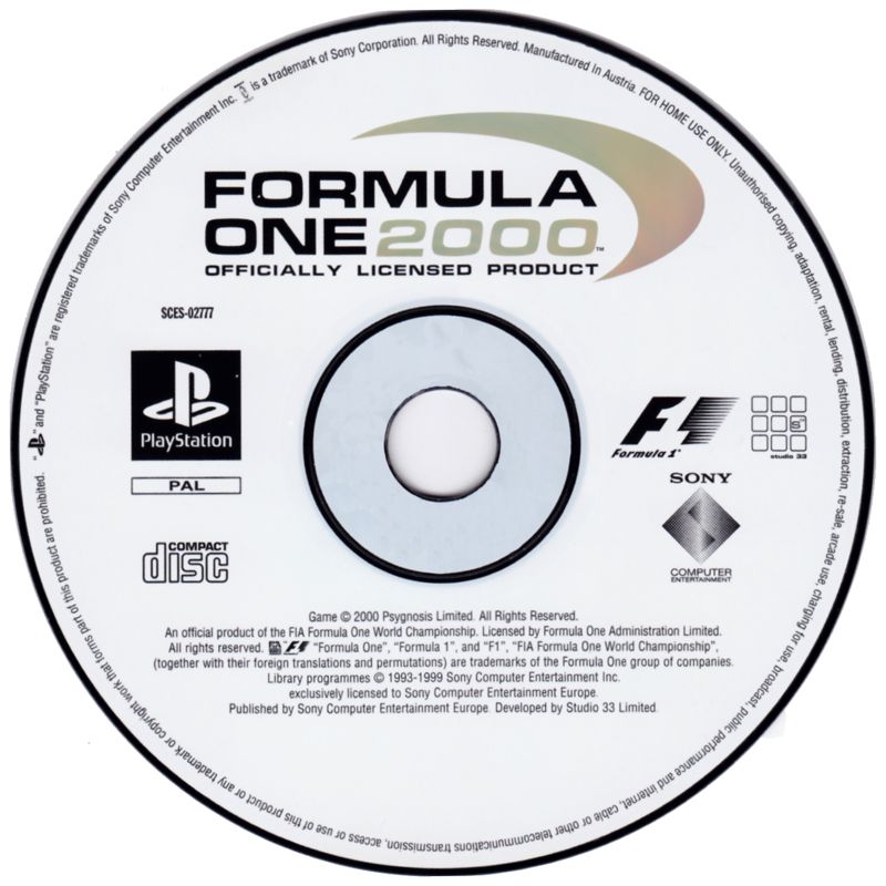 Formula One 2000 cover or packaging material - MobyGames