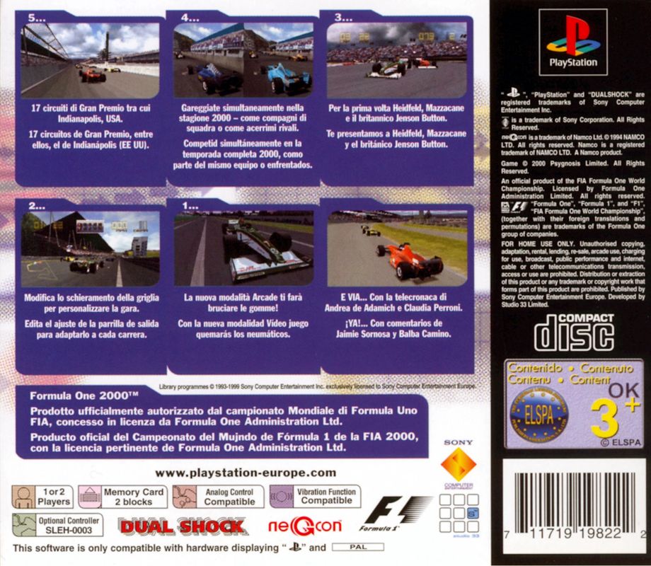Formula One 2000 cover or packaging material - MobyGames
