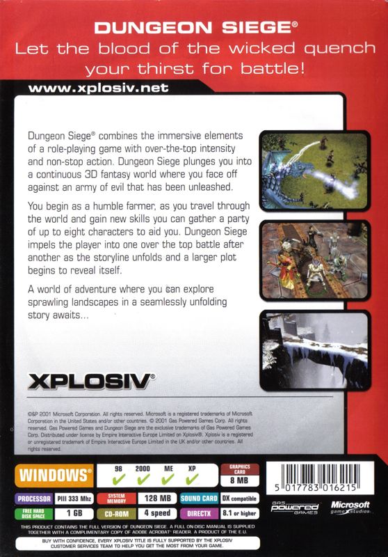 Dungeon Siege cover or packaging material - MobyGames