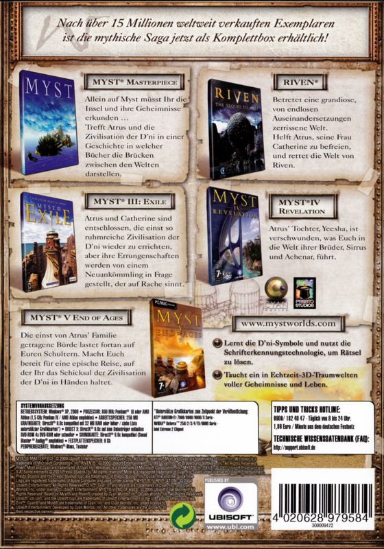 Myst: The Collection cover or packaging material - MobyGames