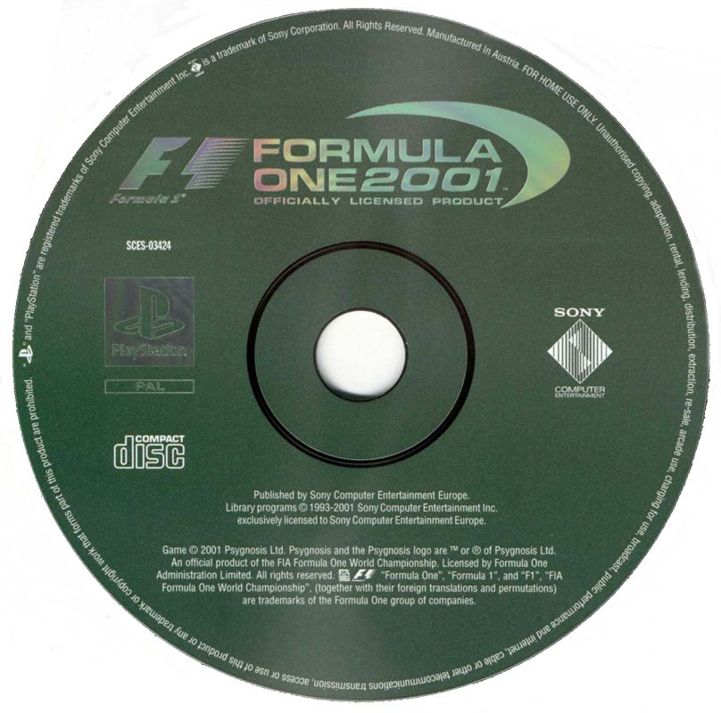 Formula One 2001 cover or packaging material - MobyGames