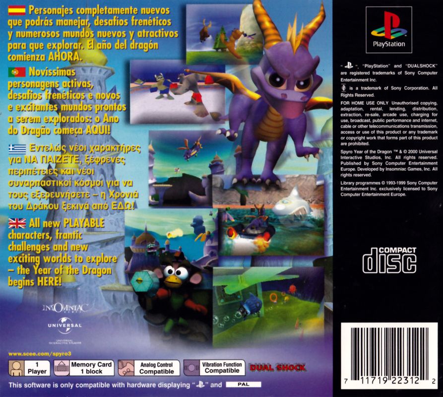 Spyro: Year of the Dragon cover or packaging material - MobyGames