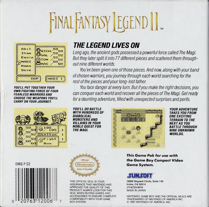 Final Fantasy Legend II cover or packaging material - MobyGames