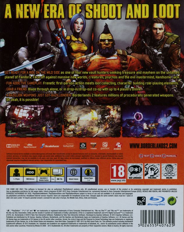 Borderlands 2 cover or packaging material - MobyGames