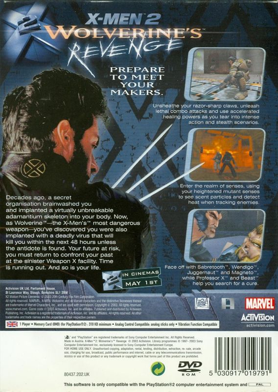 X2: Wolverine's Revenge cover or packaging material - MobyGames