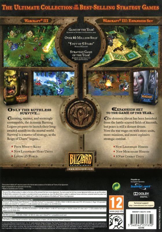 WarCraft III: Gold Edition cover or packaging material - MobyGames