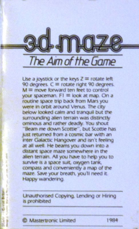 3D Maze cover or packaging material - MobyGames