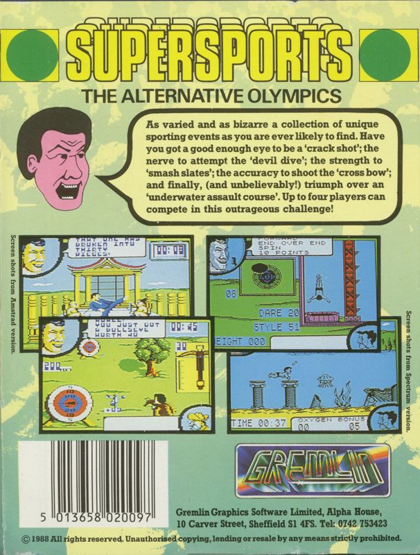 Supersports: The Alternative Olympics cover or packaging material ...