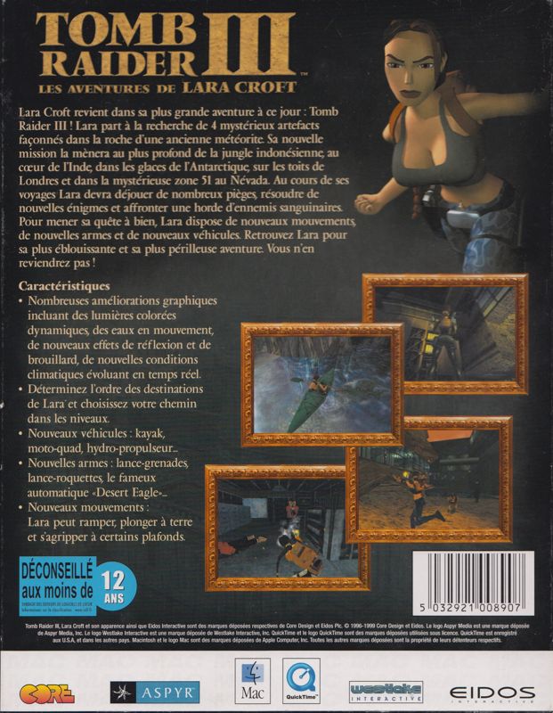 Tomb Raider III: Adventures of Lara Croft cover or packaging material - MobyGames
