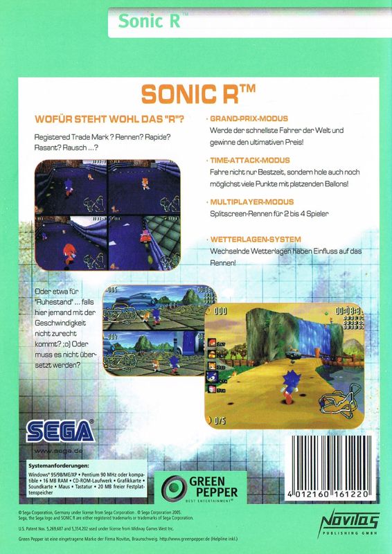 Sonic R cover or packaging material - MobyGames