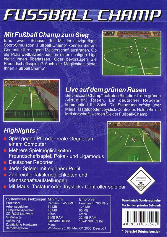 Calcio Championship cover or packaging material - MobyGames