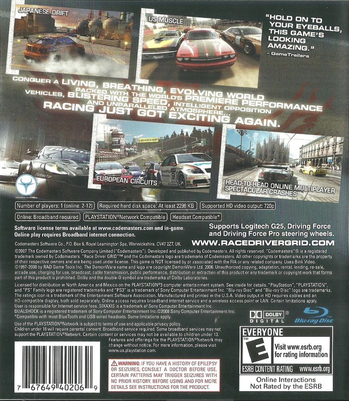 GRID cover or packaging material - MobyGames