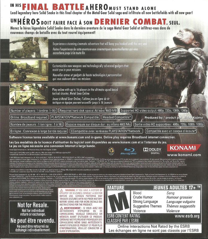 Metal Gear Solid 4: Guns of the Patriots cover or packaging material ...
