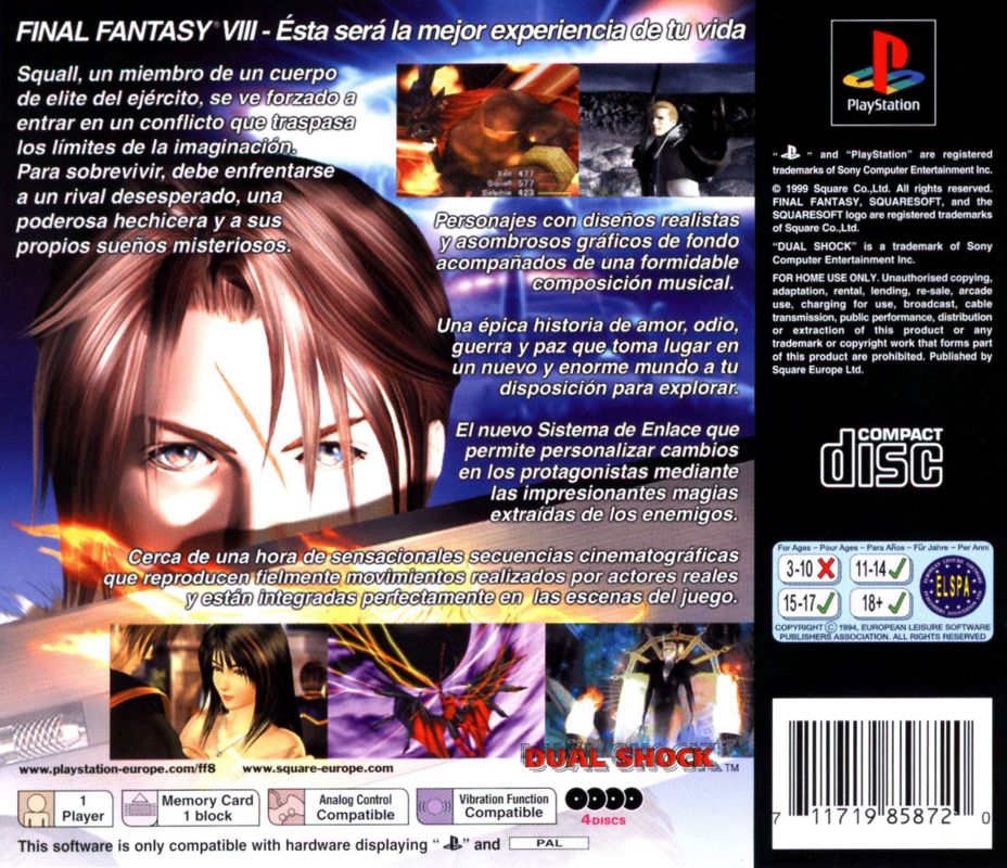 Final Fantasy VIII cover or packaging material - MobyGames