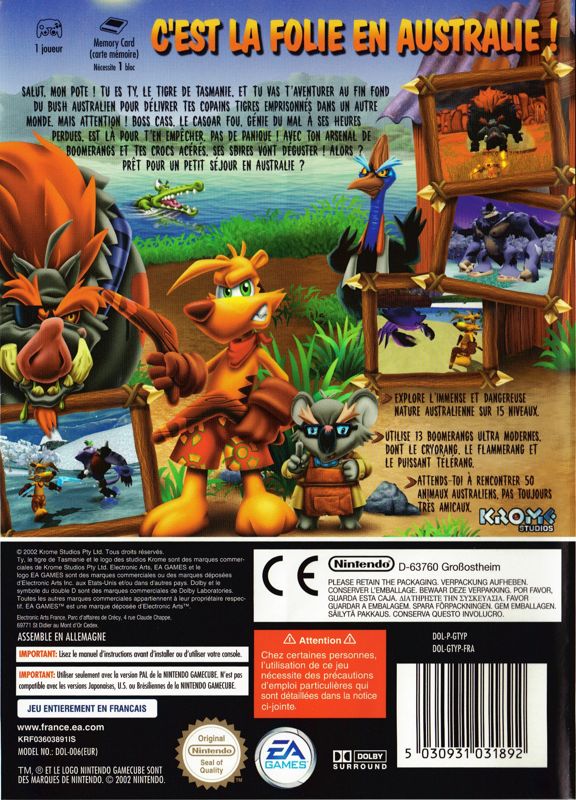 Ty the Tasmanian Tiger cover or packaging material - MobyGames