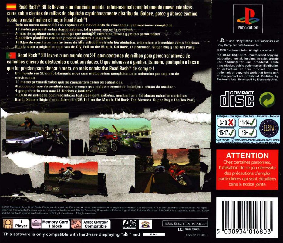 Road Rash 3-D cover or packaging material - MobyGames