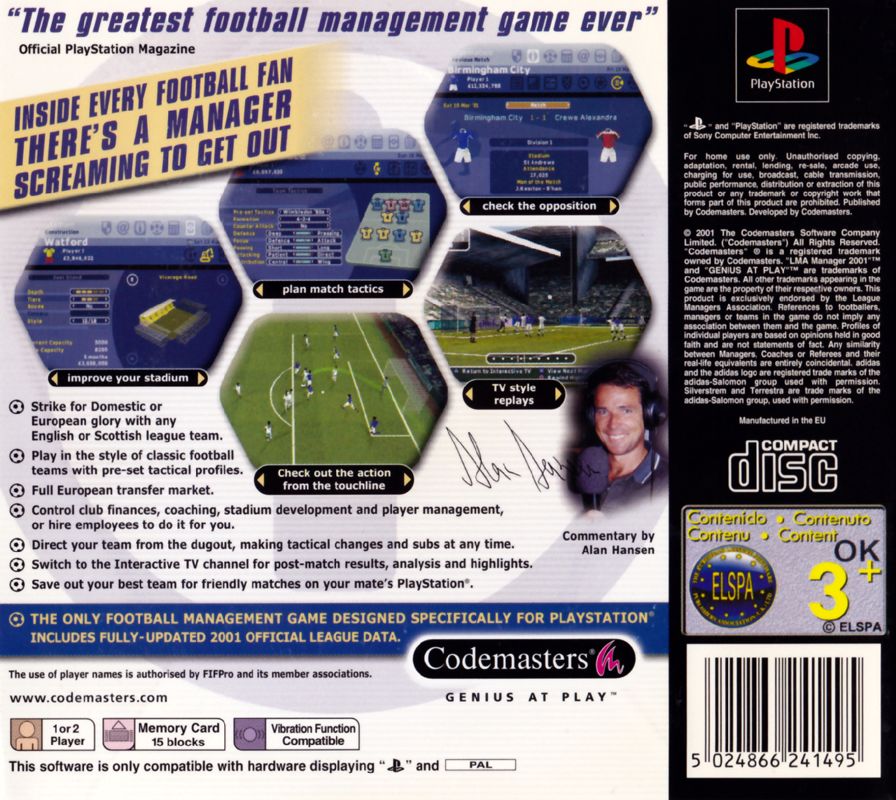 LMA Manager 2001 cover or packaging material - MobyGames